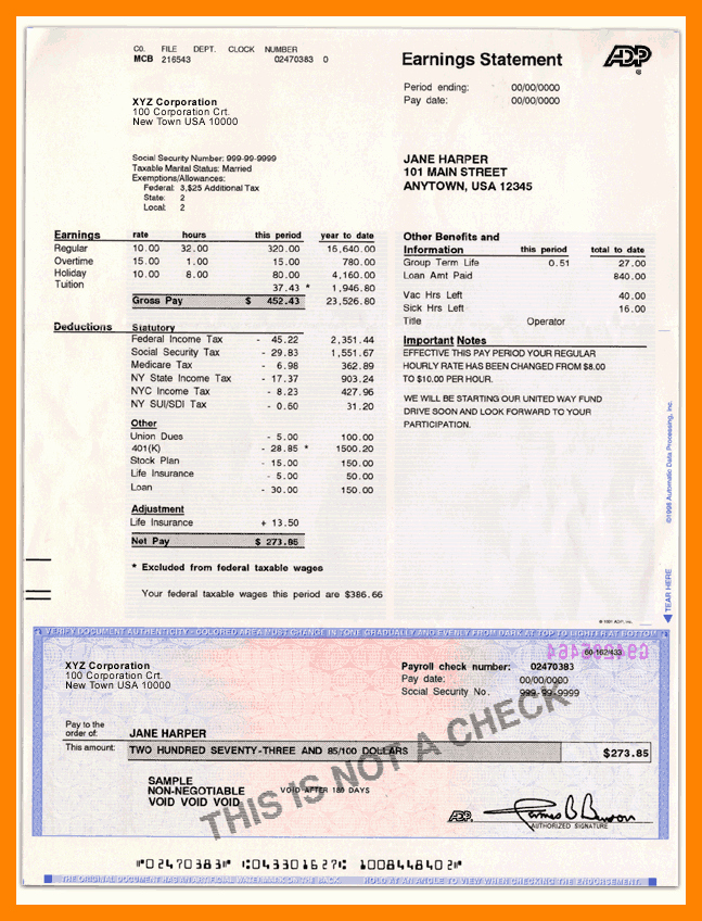 Adp Check Stub Template Stcharleschill Template