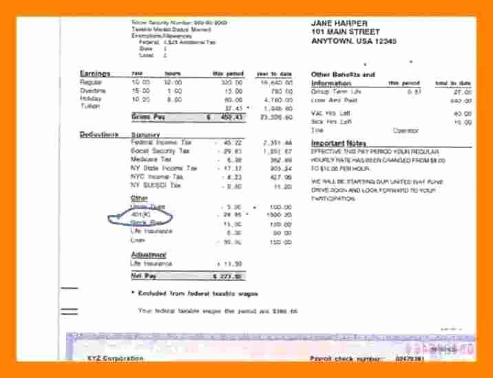 Adp Fillable Pay Stub Template