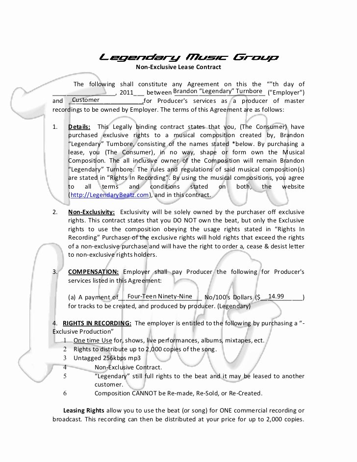 Beat Lease Contract Template Stcharleschill Template