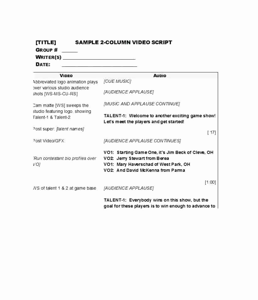 Script Templates Google Docs