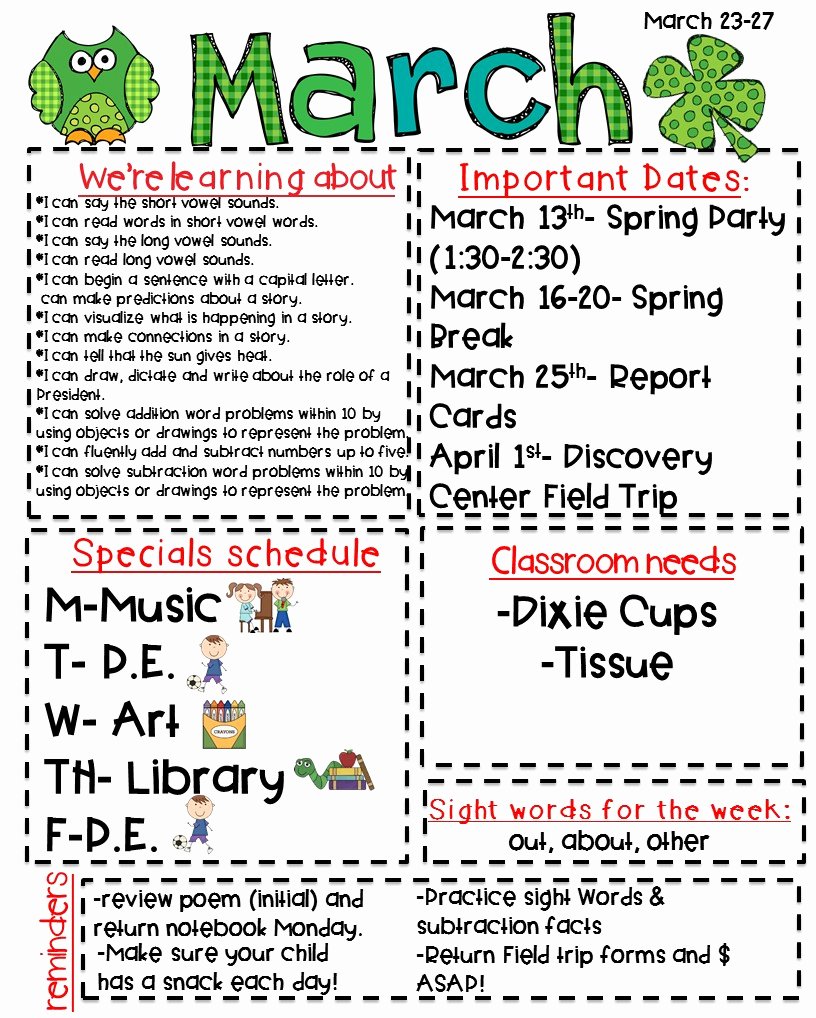Pre K Newsletter Template Stcharleschill Template