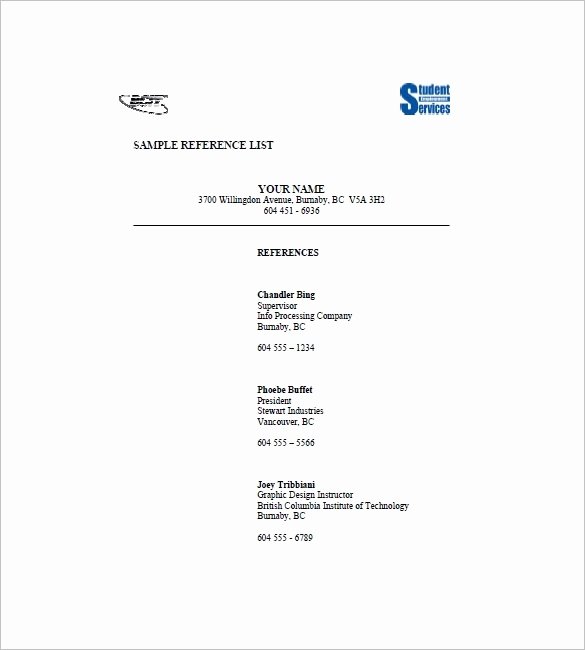 Reference List Template Word Stcharleschill Template