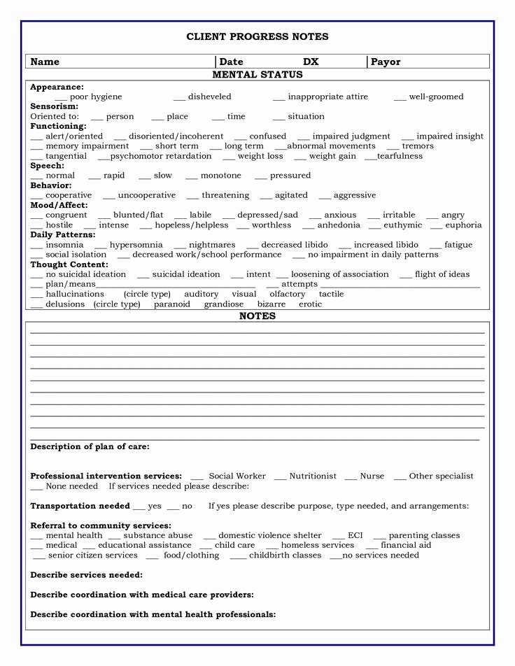 Counseling Case Note Template Collection